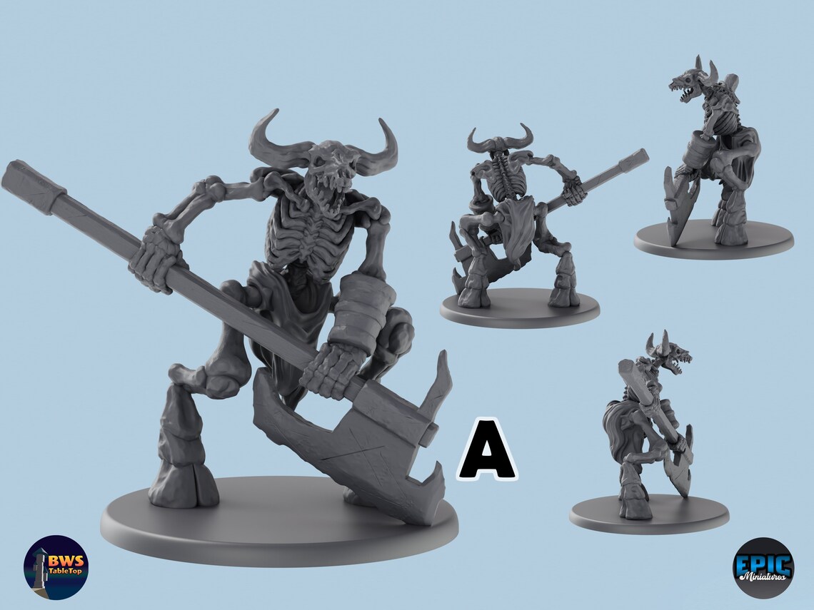 Minotaur Skeleton 3 Poses 3D Printed Tabletop Resin | Etsy