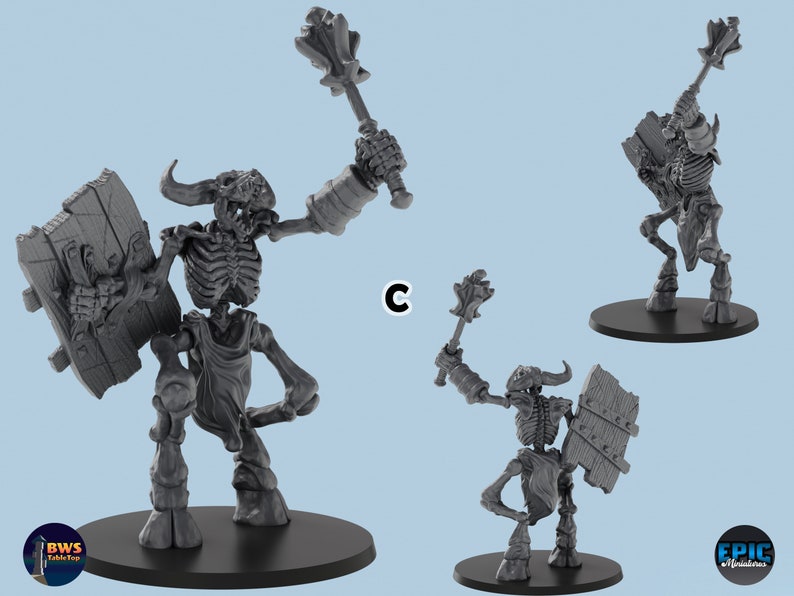 Minotaur Skeleton | 3 Poses | 3D Printed Tabletop Resin Miniatures | D ...