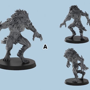 Werewolf Brute | 3 Poses | 3D Printed Tabletop Resin Miniatures | D&D ...