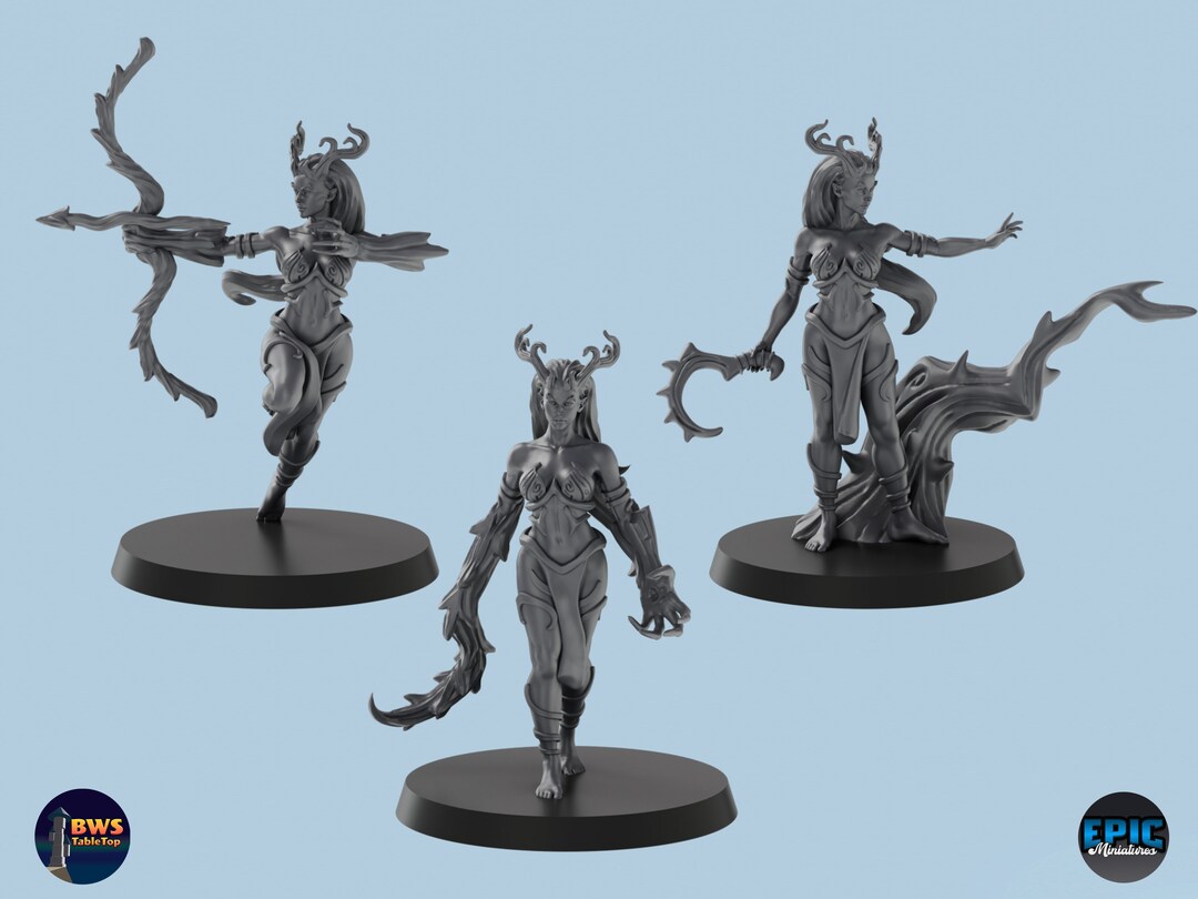 Dryad 3 Poses 3D Printed Tabletop Resin Miniatures D&D TTRPG - Etsy