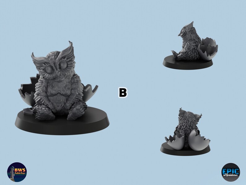 Owlbear Baby 4 Poses 3D Printed Tabletop Resin Miniatures - Etsy