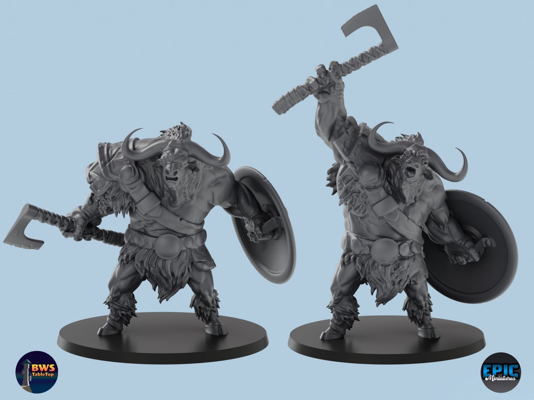 Longhorn Minotaur | 2 Poses | 3D Printed Tabletop Resin Miniatures | D ...