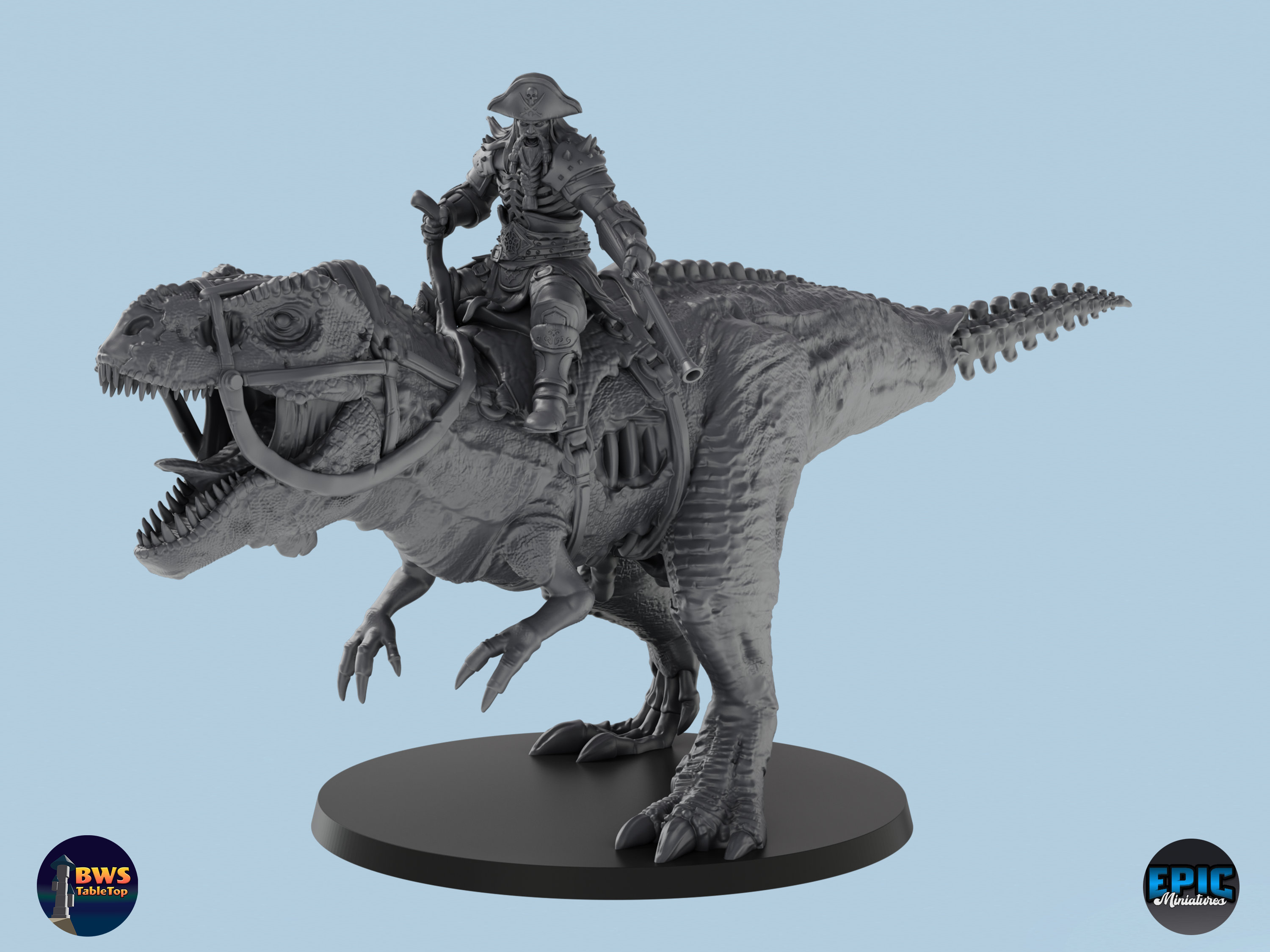 Cursed Captain Riding Undead T-rex 3D Printed Tabletop - Etsy