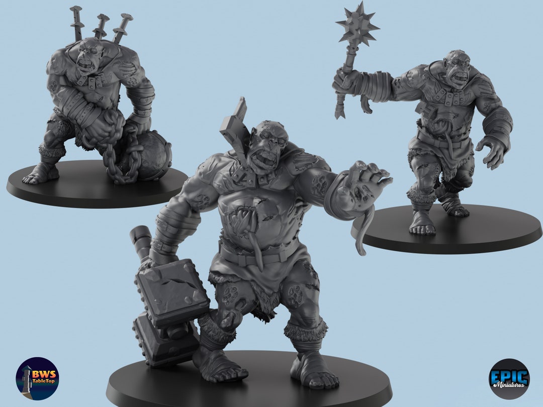 Ogre Zombie | 3 Poses | 3D Printed Tabletop Resin Miniatures | D&D ...
