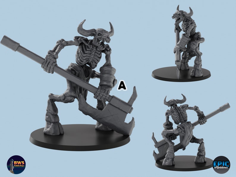 Minotaur Skeleton | 3 Poses | 3D Printed Tabletop Resin Miniatures | D ...