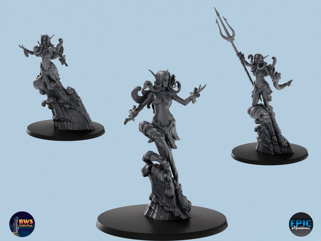 Water Elemental | 3 Poses | 3D Printed Tabletop Miniatures | D&D TTRPG ...