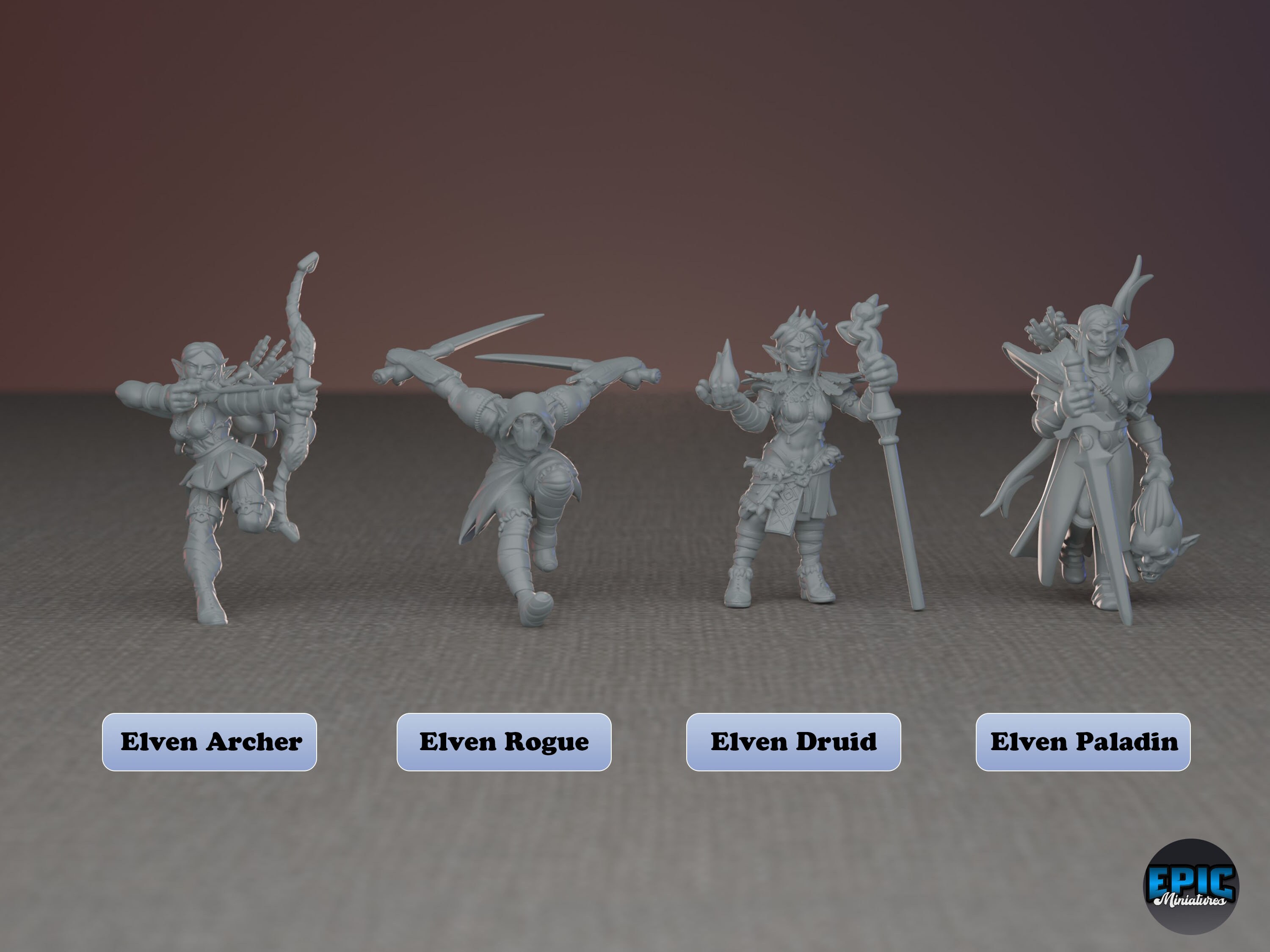 Elf Miniature Set 3D Printed Tabletop Resin Miniatures D&D - Etsy