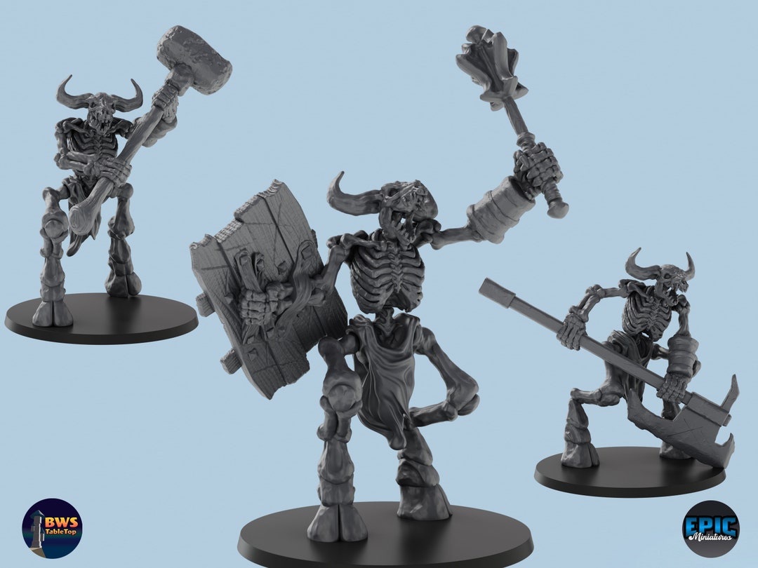 Minotaur Skeleton | 3 Poses | 3D Printed Tabletop Resin Miniatures | D ...
