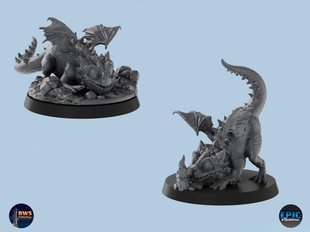 Baby Dragon | 2 Poses | 3D Printed Tabletop Miniatures | D&D TTRPG - Etsy