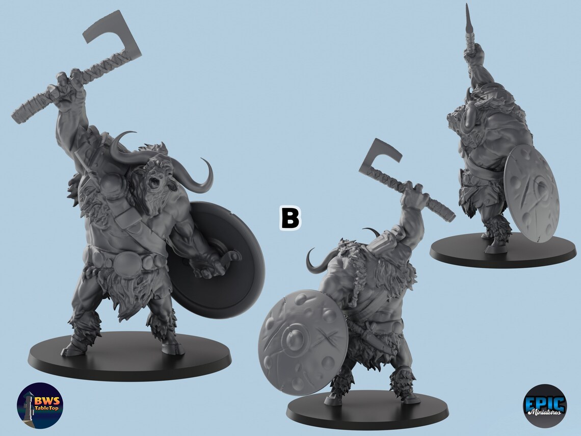 Longhorn Minotaur 2 Poses 3D Printed Tabletop Resin | Etsy