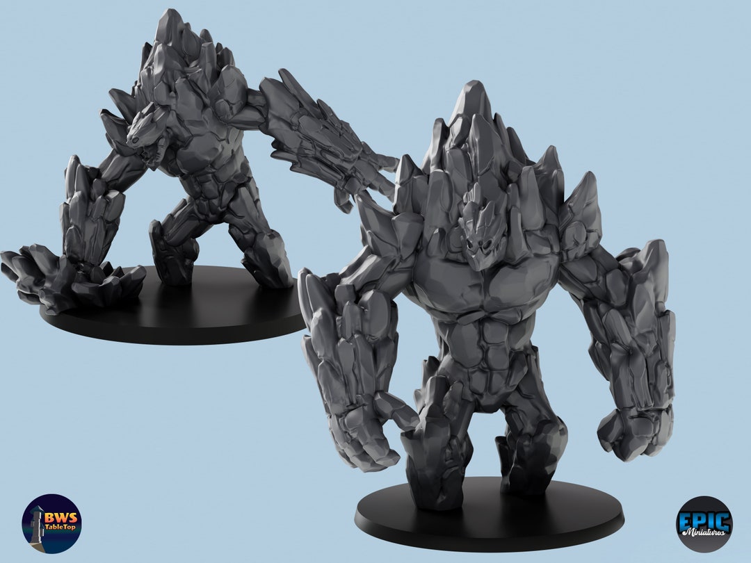 Earth Elemental | 2 Poses | 3D Printed Tabletop Miniatures | D&D TTRPG ...