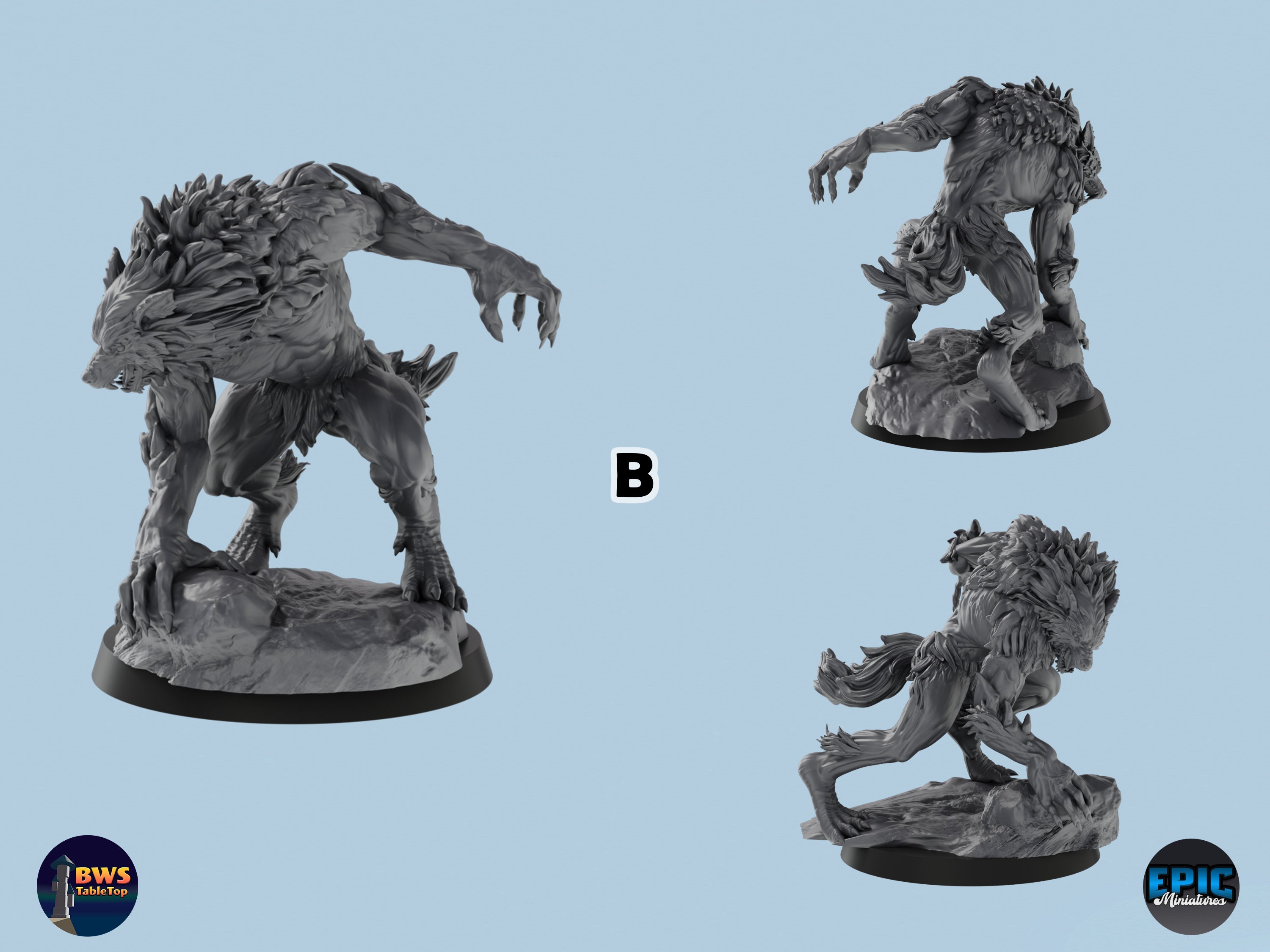 Werewolf Brute 3 Poses 3D Printed Tabletop Resin - Etsy