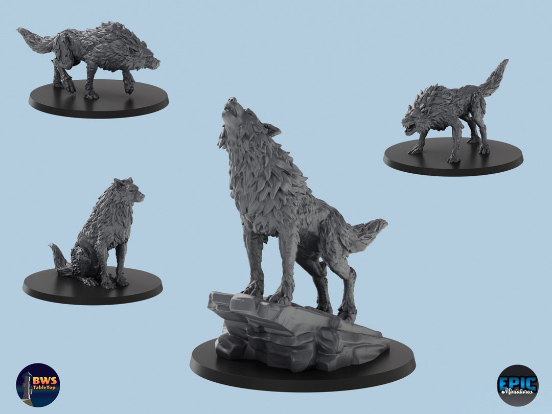 Winter Wolf | 4 Poses | 3D Printed Tabletop Resin Miniatures | D&D ...