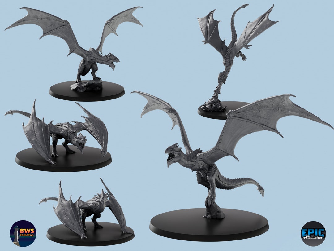 Wyvern | 5 Poses | 3D Printed Tabletop Miniatures | D&D TTRPG - Etsy