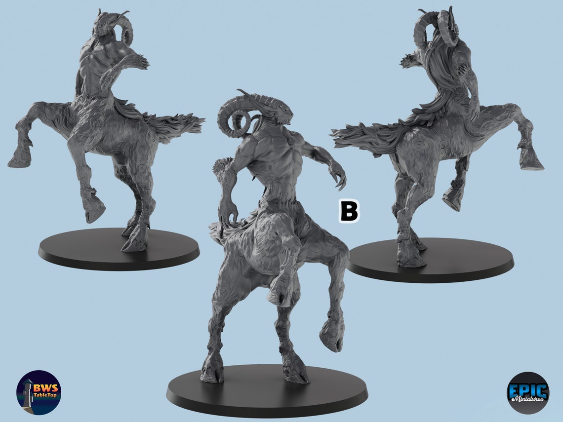 Centauroid Satyr | 3 Poses | 3D Printed Tabletop Resin Miniatures | D&D ...