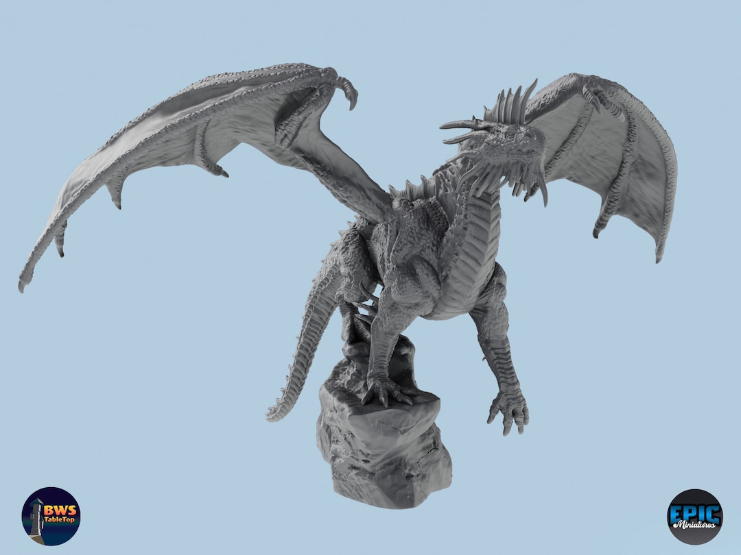 Young Silver Dragon 3D Printed Tabletop Miniatures D&D TTRPG - Etsy