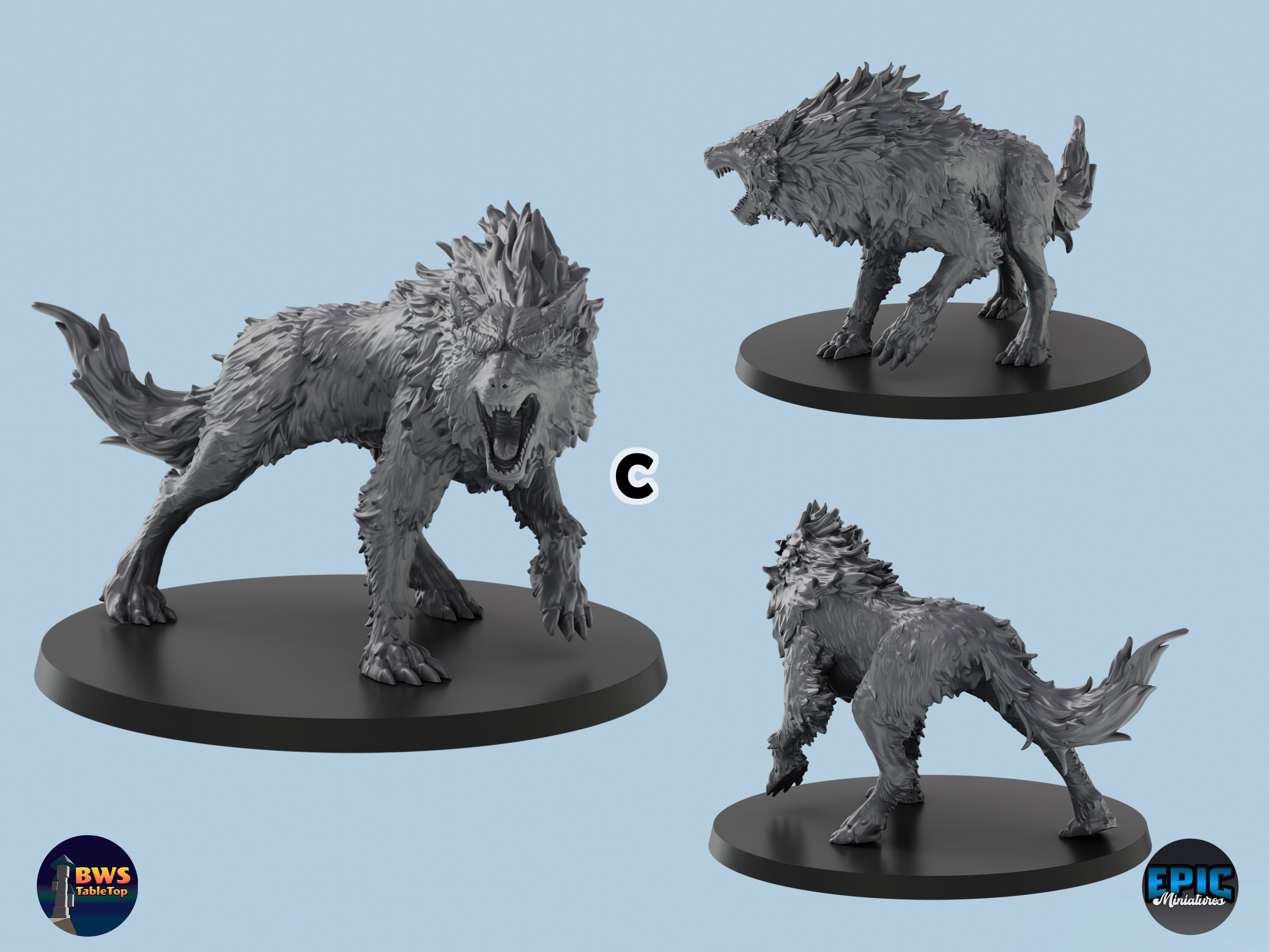 Fenrir Wolf 4 Poses 3D Printed Tabletop Miniatures D&D - Etsy