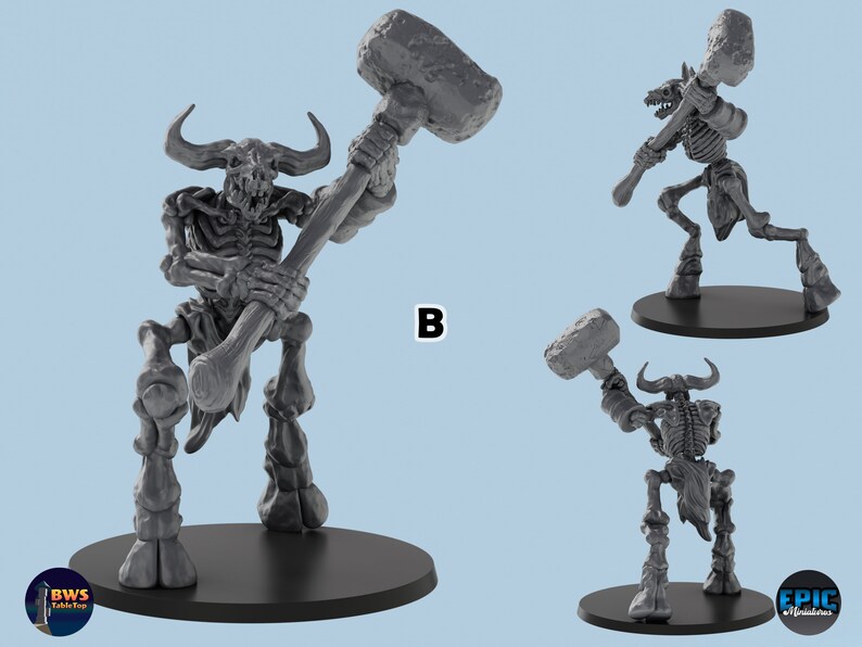 Minotaur Skeleton | 3 Poses | 3D Printed Tabletop Resin Miniatures | D ...