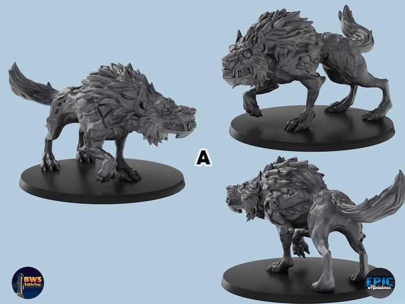 Undead Dire Wolf | 3 Poses | 3D Printed Tabletop Miniatures | D&D TTRPG ...