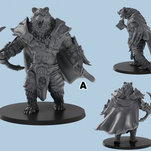 Werebear | 4 Poses | 3D Printed Tabletop Resin Miniatures | D&D TTRPG ...
