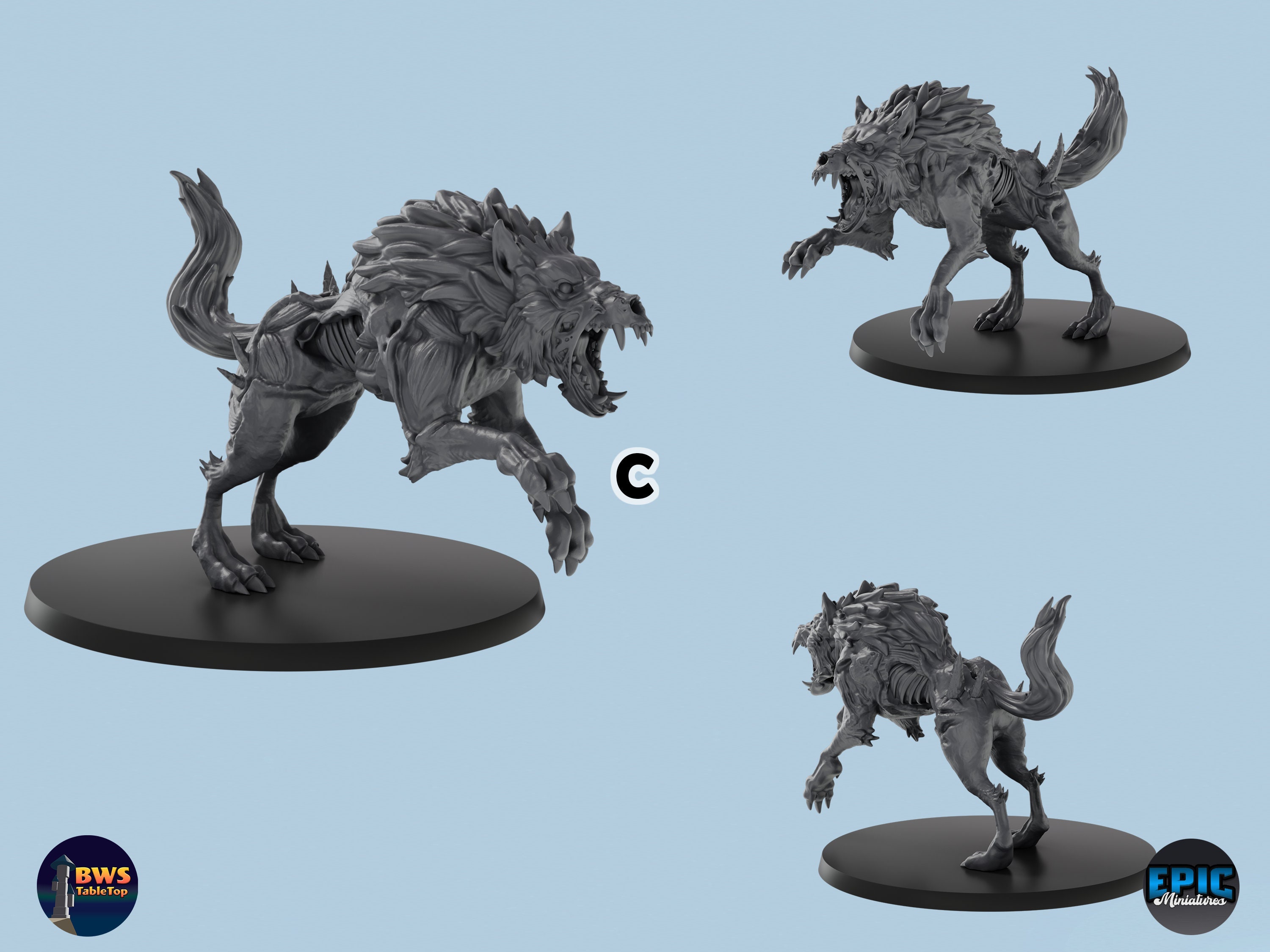 Undead Dire Wolf | 3 Poses | 3D Printed Tabletop Miniatures | D&D TTRPG ...