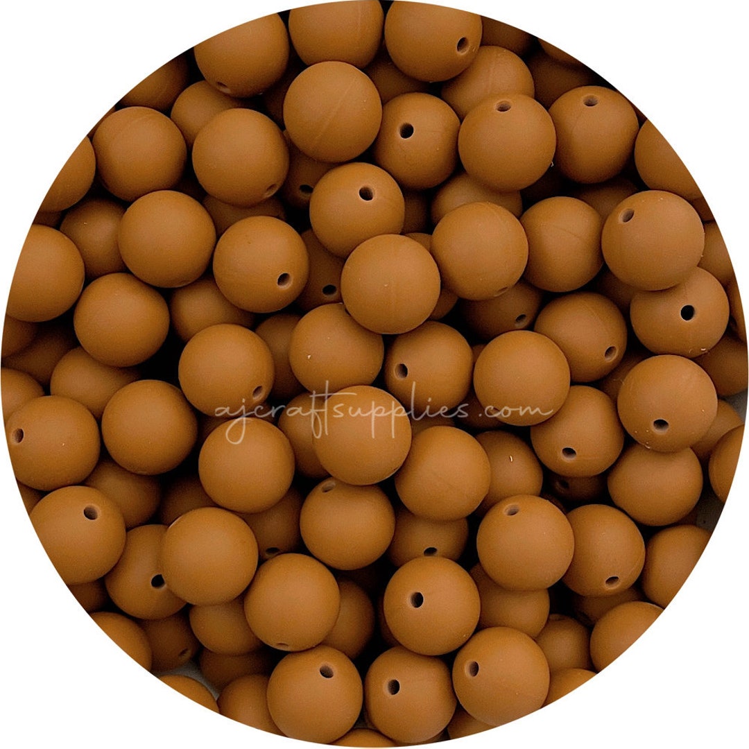10x 15mm Round Silicone Beads - TAN - DIY Beaded Keyring Lanyard ...