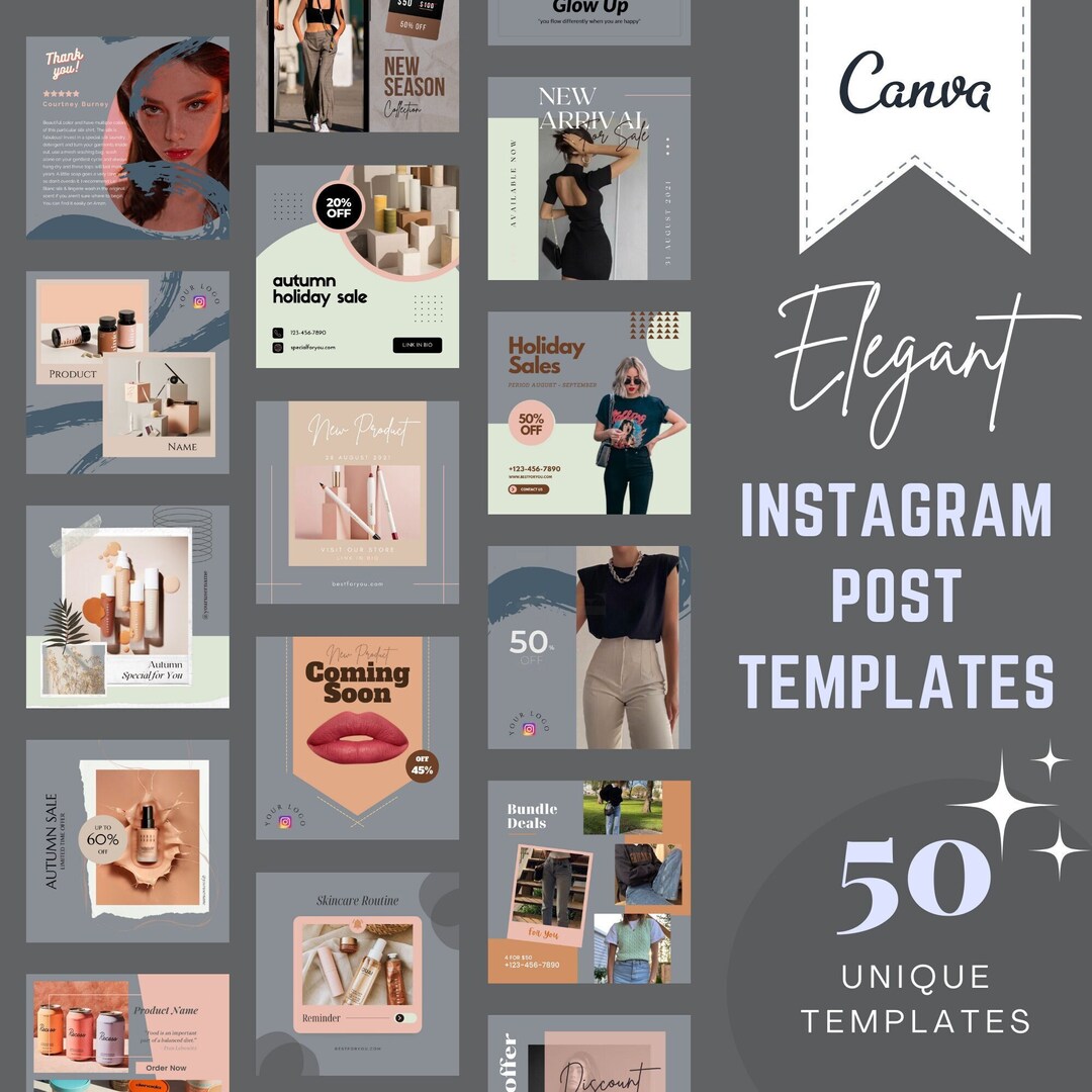 50 Editable Instagram Post Template I Social Media Canva Template I ...
