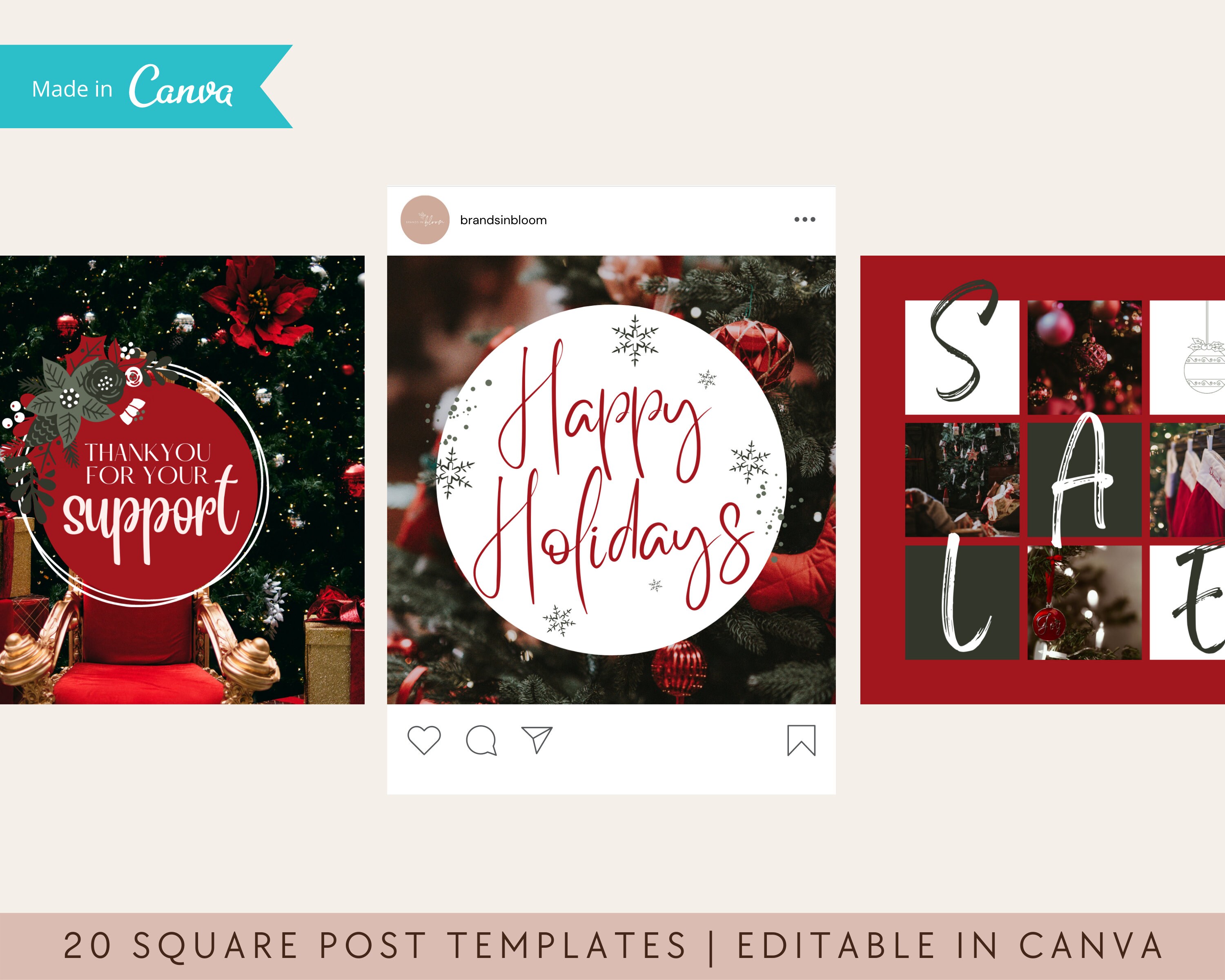 20 Christmas Instagram Templates | Christmas New Year 2022 Social Media ...