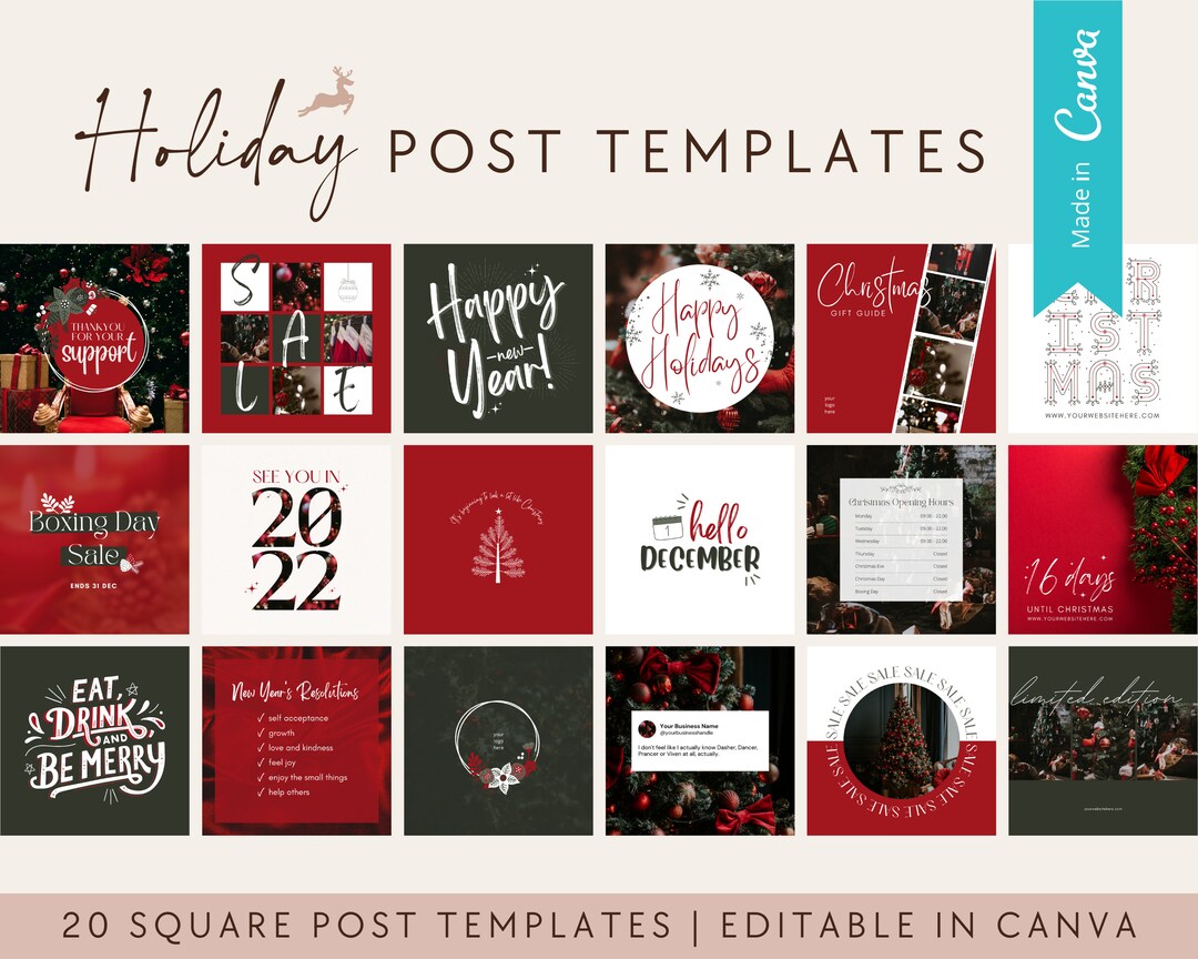 20 Christmas Instagram Templates | Christmas New Year 2022 Social Media ...