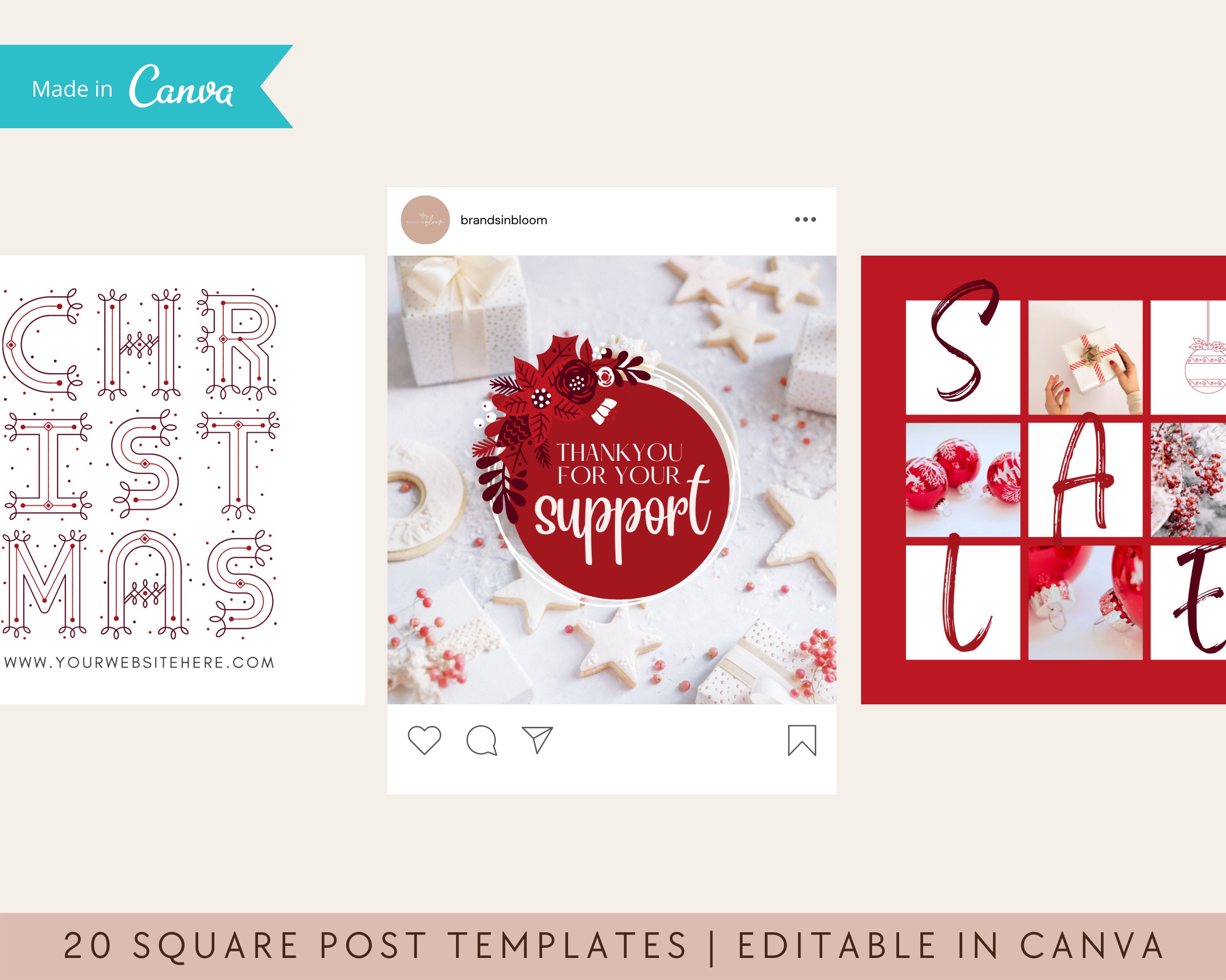 20 Christmas Instagram Templates | Christmas New Year 2022 Social Media ...