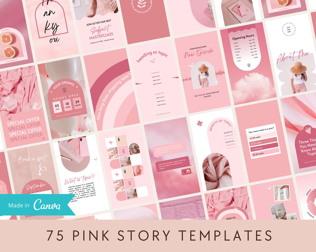 75 Pink Instagram Story Templates, Stories Canva Templates, IG Story ...