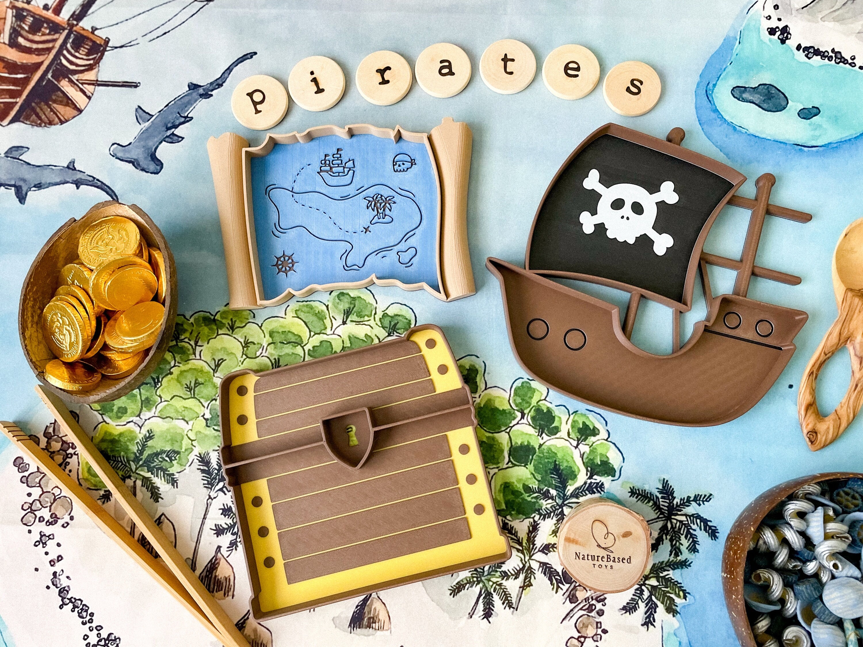 Pirate-themed Bio Trays for Sensory Play Playdough Sensory Tray Cookie ...