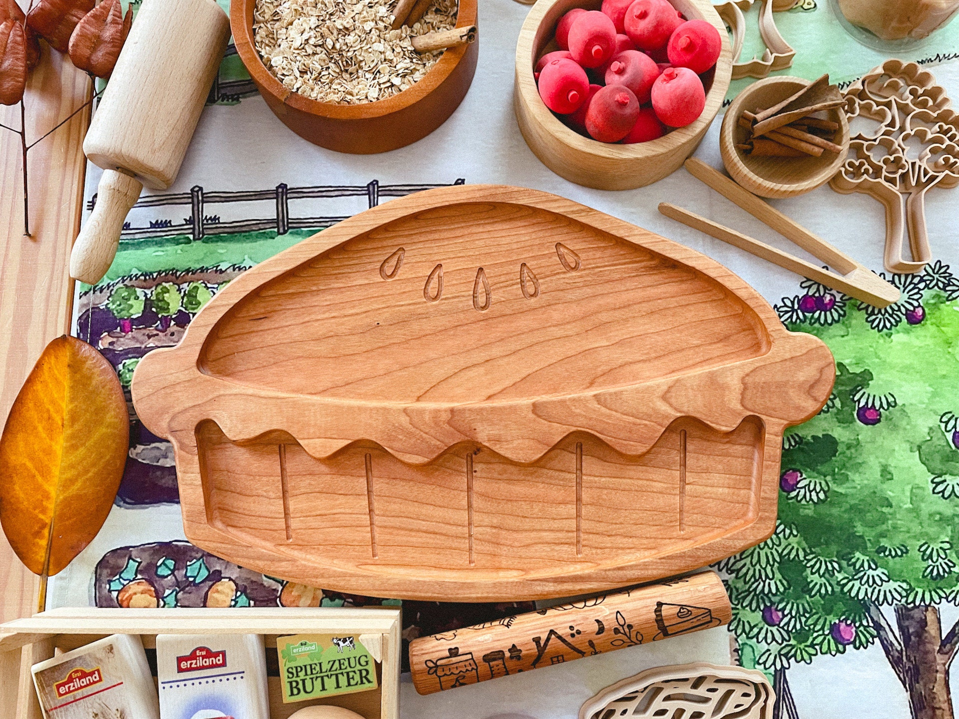 Pie Wooden Sensory Tray Sorting Tray Tinker Tray Kids Gift Montessori ...