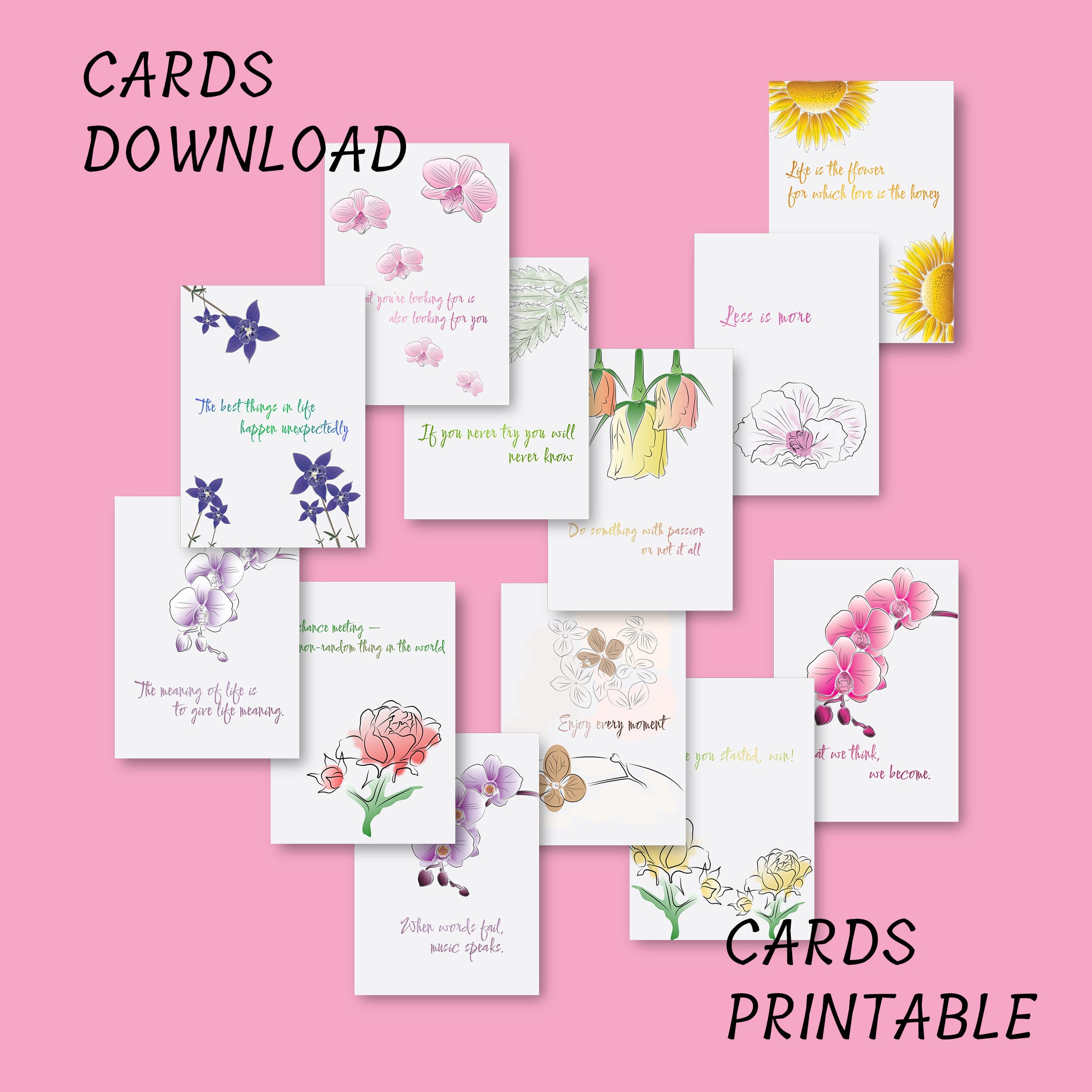 Motivational Cards Inspirational Quotes Postcards A7 Prints ...