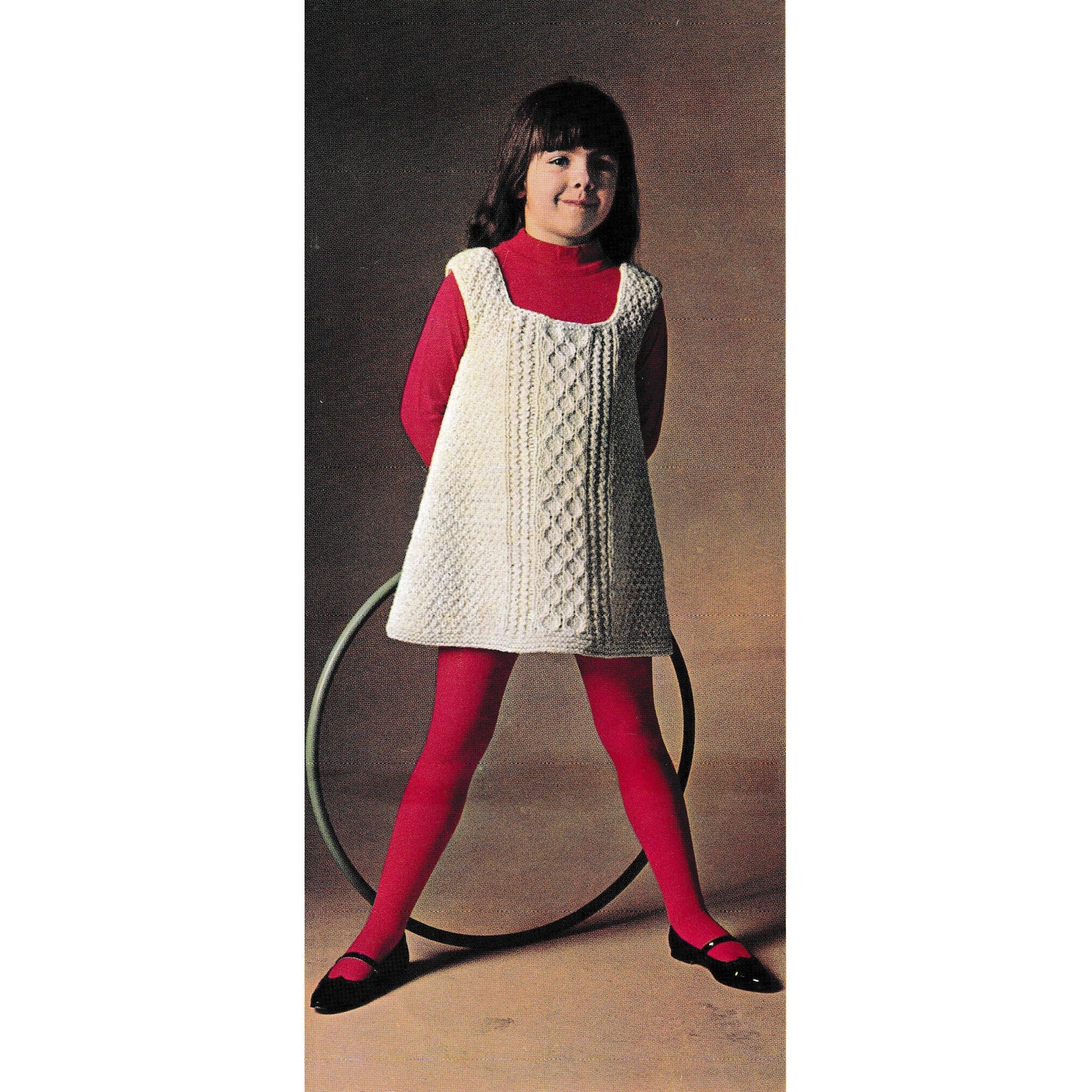 Girls Aran Dress Knitting Pattern • Vintage Child's Sizes 3-6, Breast ...