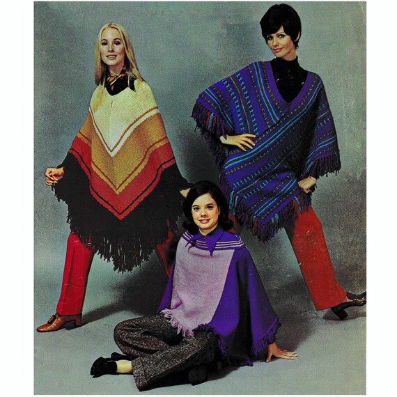 1970s Poncho Knitting Pattern Vintage 70s Women's Knit - Etsy