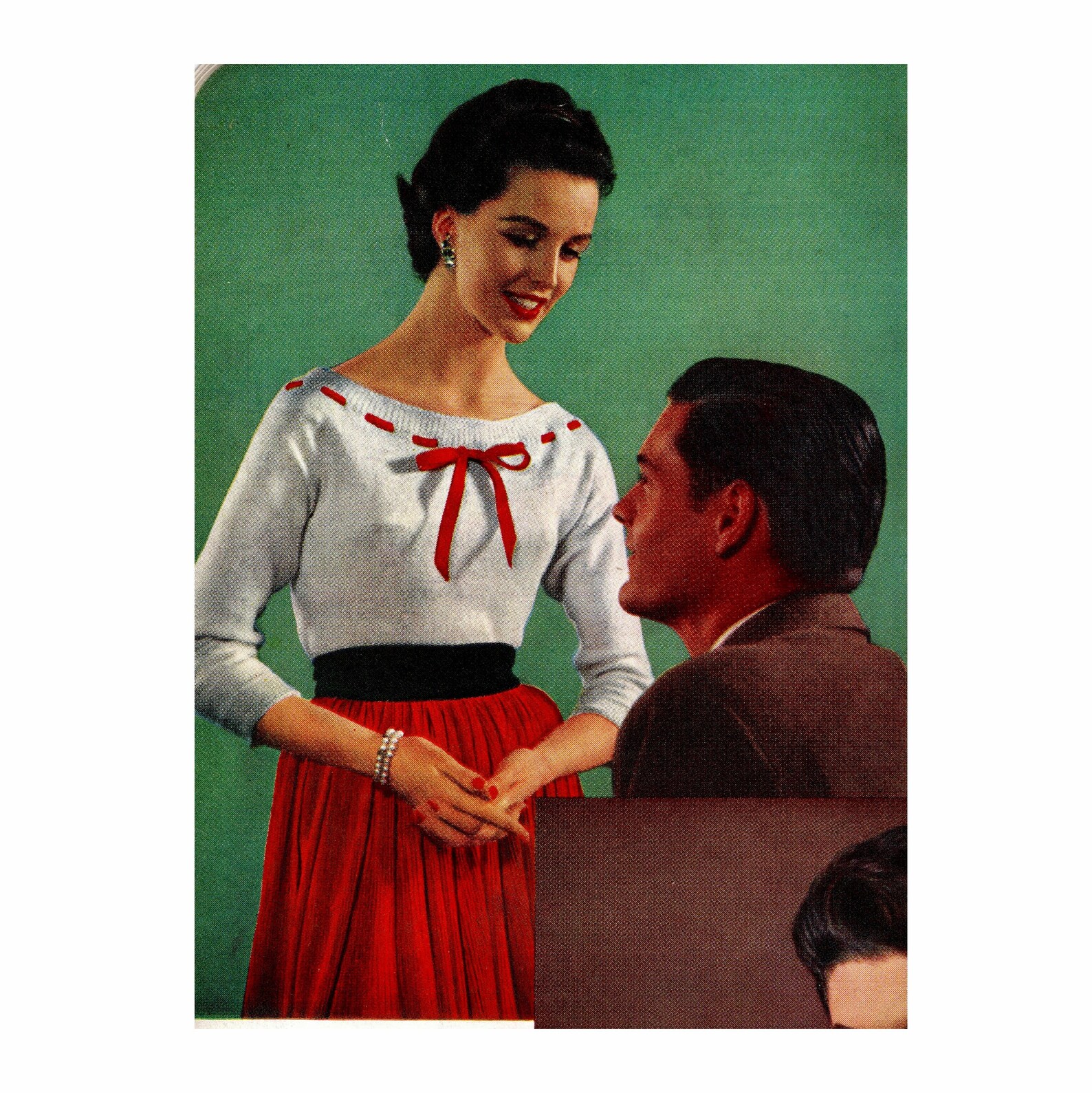 1950s Top Knitting Pattern Ribbon Trim Blouse 50s Vintage - Etsy Canada