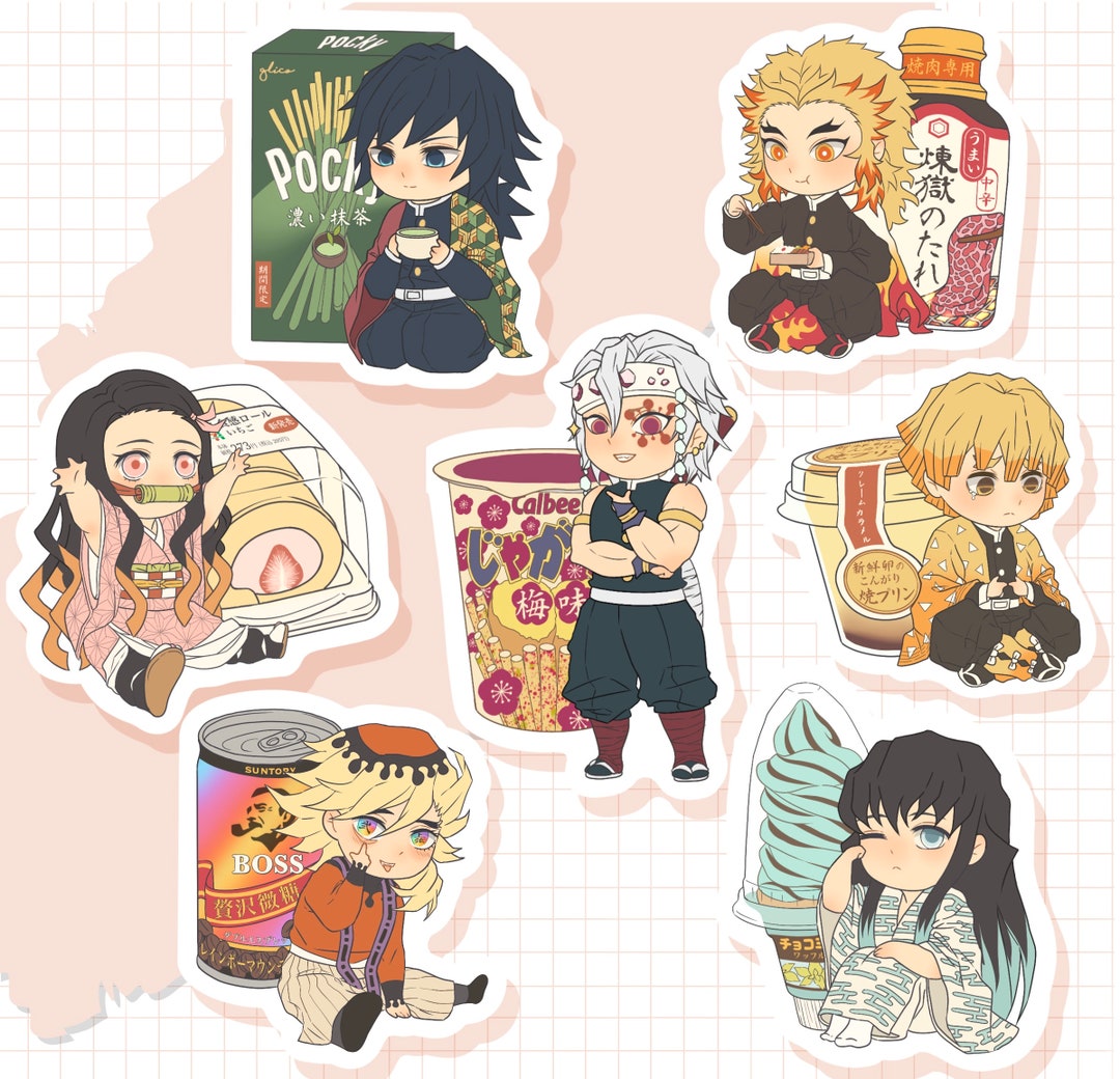 Demon Fighter Chibi Japanese Snacks Anime Stickers | Cute | KNY ...