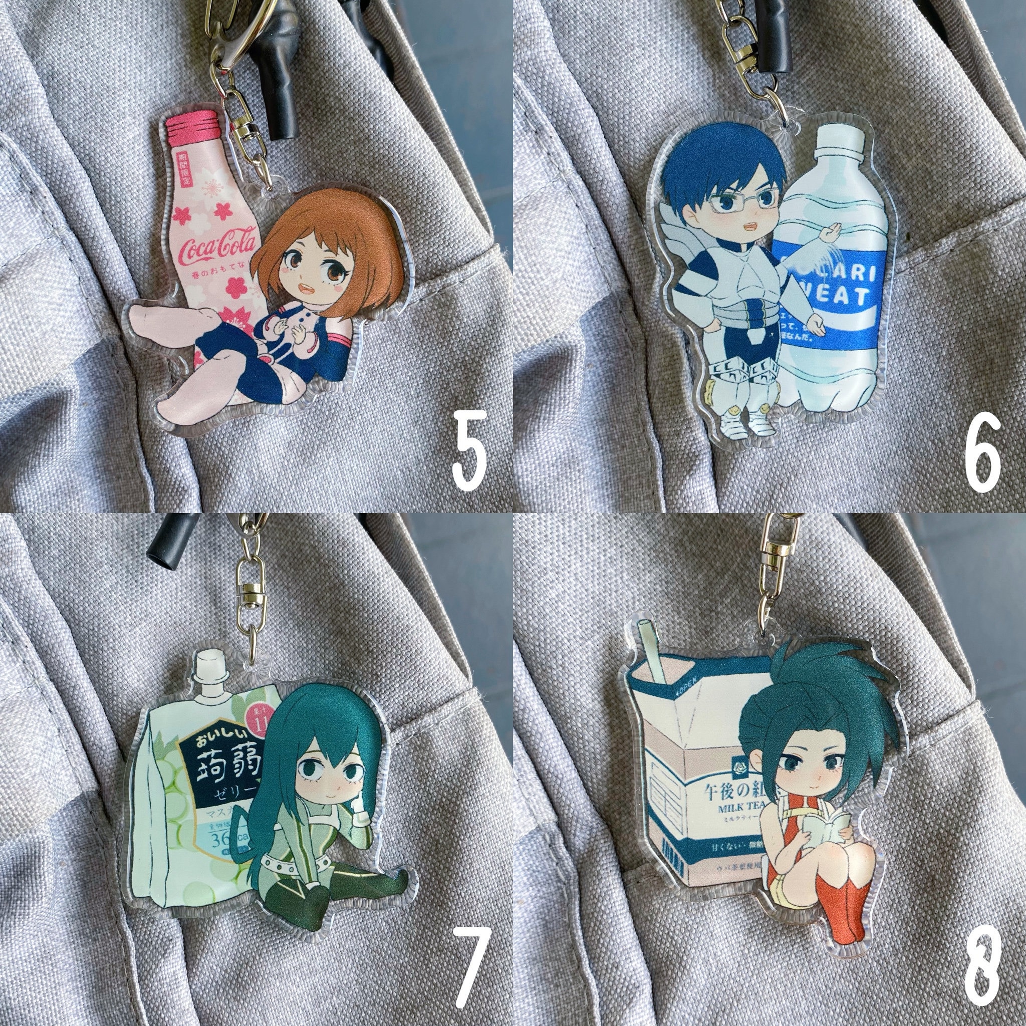Class 1A Hero Academia Japanese Drinks Keychains | Kawaii Anime Acrylic ...