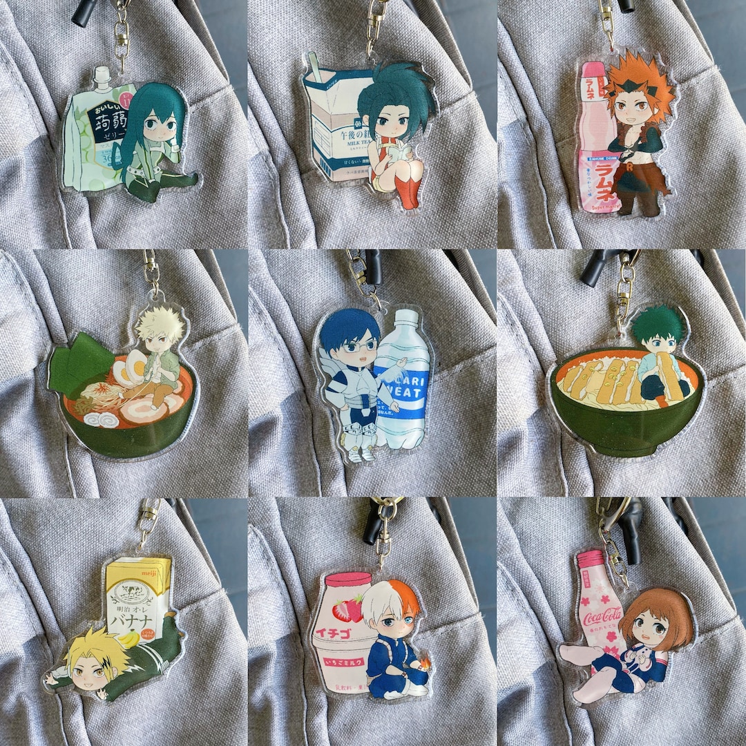 Class 1A Hero Academia Japanese Drinks Keychains | Kawaii Anime Acrylic ...