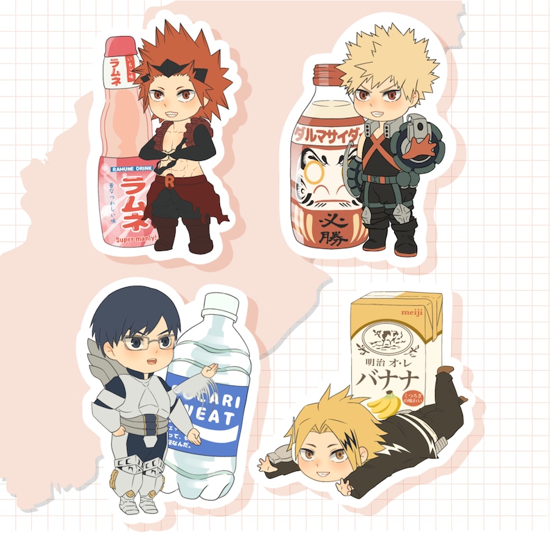 UA Class 1A Students Japanese Drinks Stickers (set or Single) | Cute ...