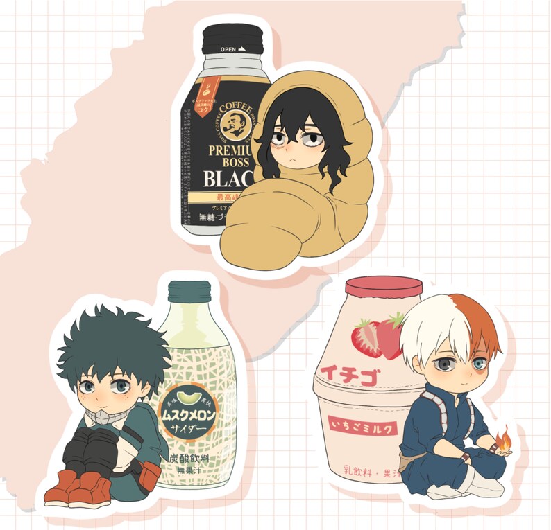 UA Class 1A Students Japanese Drinks Stickers set or Single | Etsy