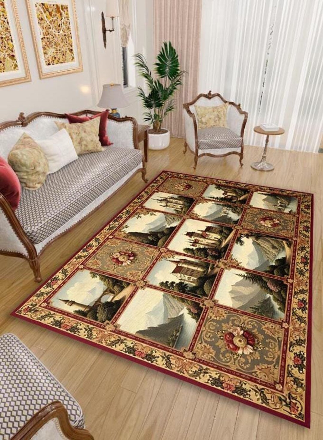 History-inspired Castle and Nature Rug Castle and Landscape Design ...