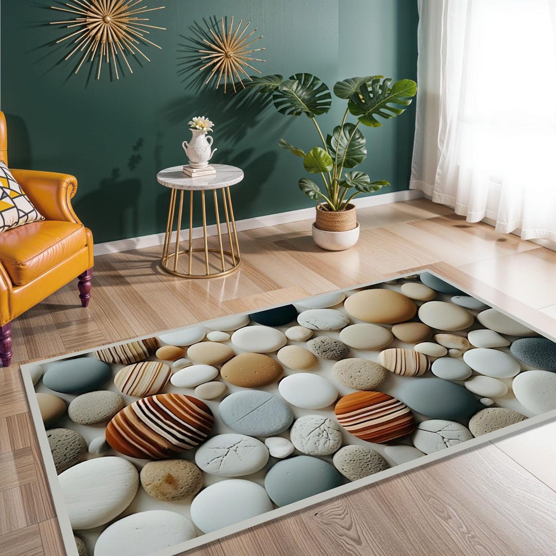 Pebble Design Area Rug – Natural Stone Minimalist Home Decor - Etsy