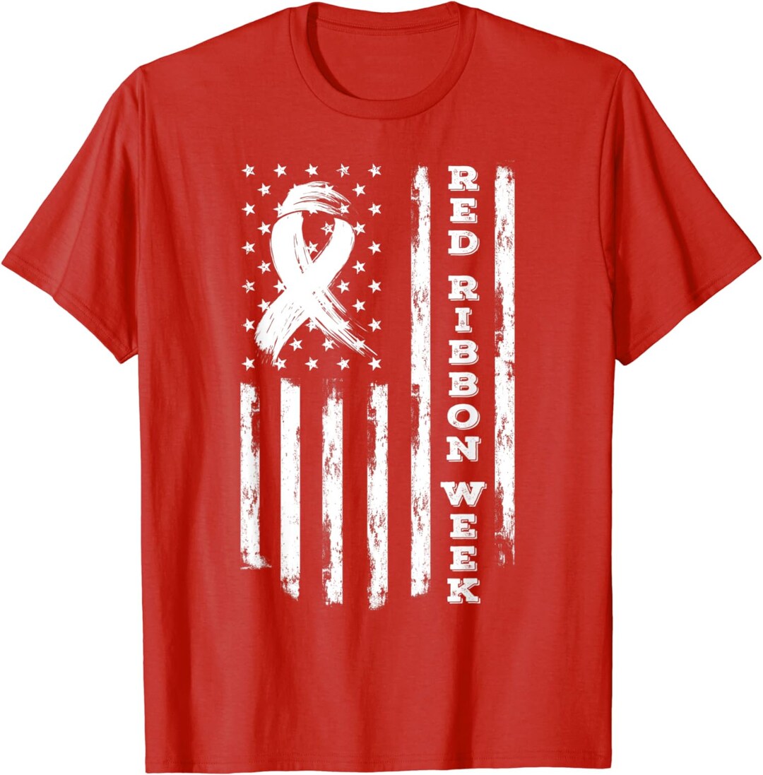 Red Ribbon Week American Flag Red Ribbon Week Unisex T-shirt - Etsy