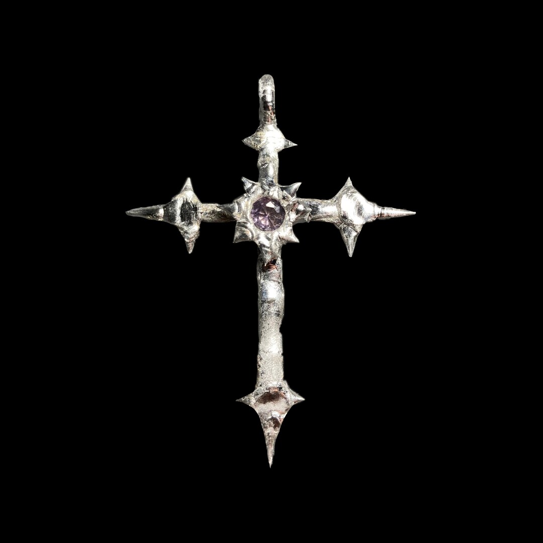 Purple Gem Cross Necklace - Etsy
