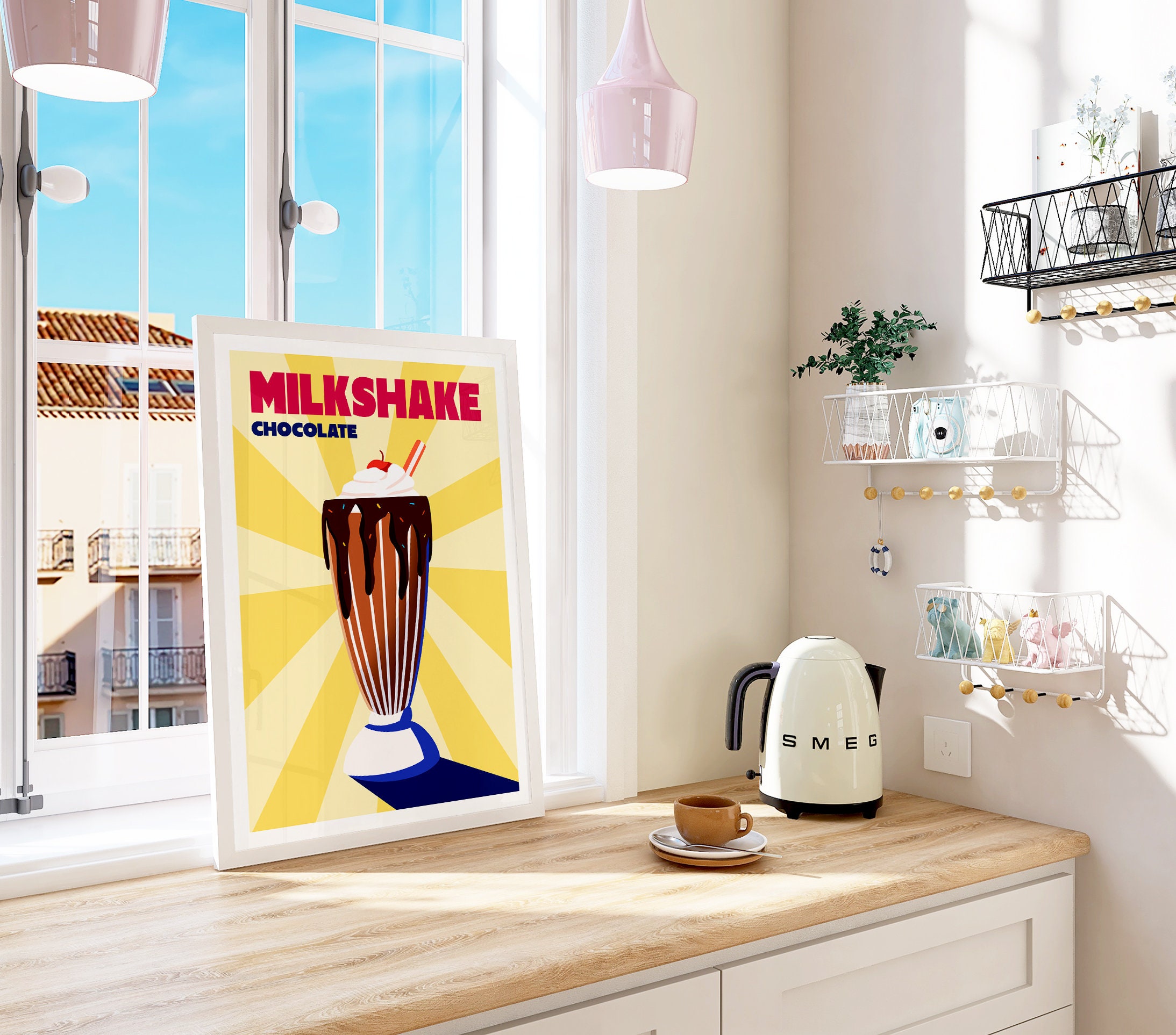 Milkshake, Retro Poster, Retro Wall Art, Strawberry, Chocolate ...
