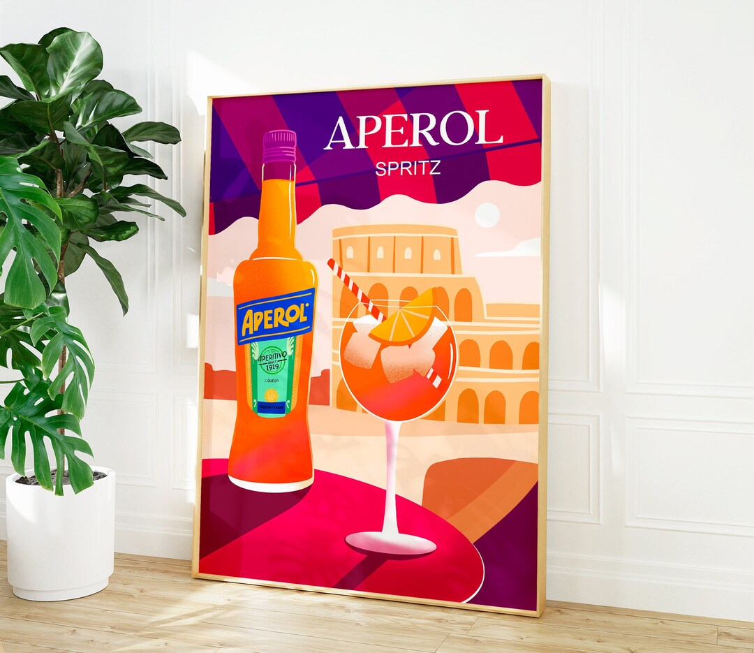Aperol Spritz, Cocktail Poster, Bar Cart, Bar Cart Prints, Downloadable ...