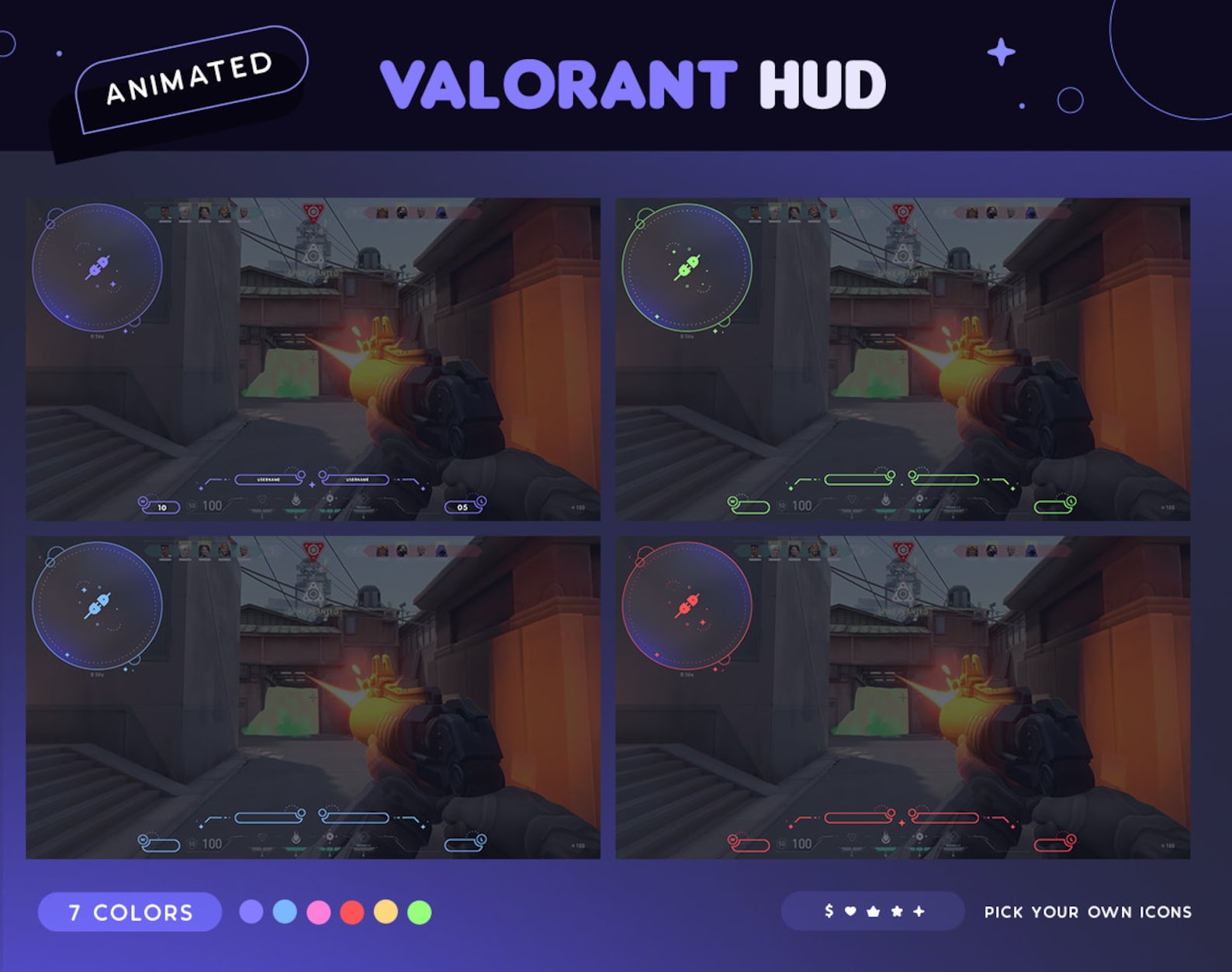 Valorant Overlay HUD | 7 Animated Cute Minimal Starry Game Overlays for ...
