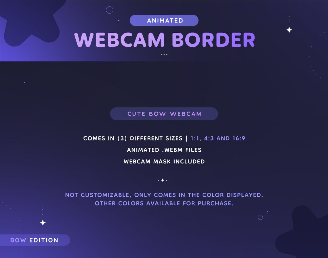 Animated Bow Webcam Border | 3 Cute Purple & Lavender Webcam Frame for ...